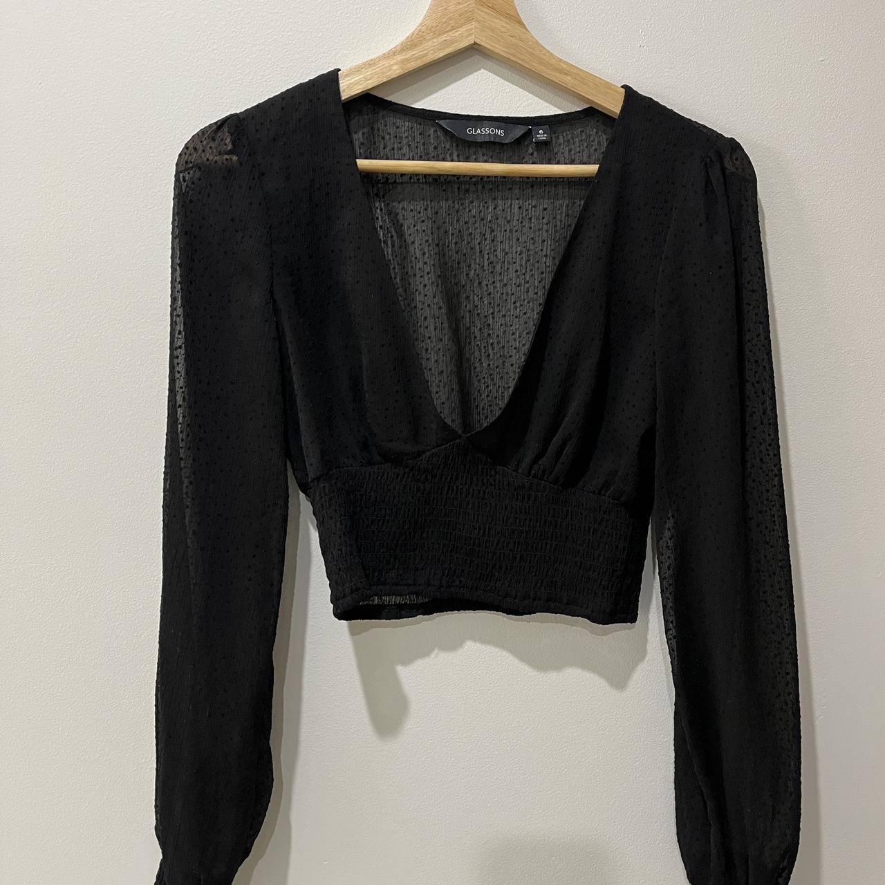 Glassons Mesh long sleeve top Size 6 - Depop