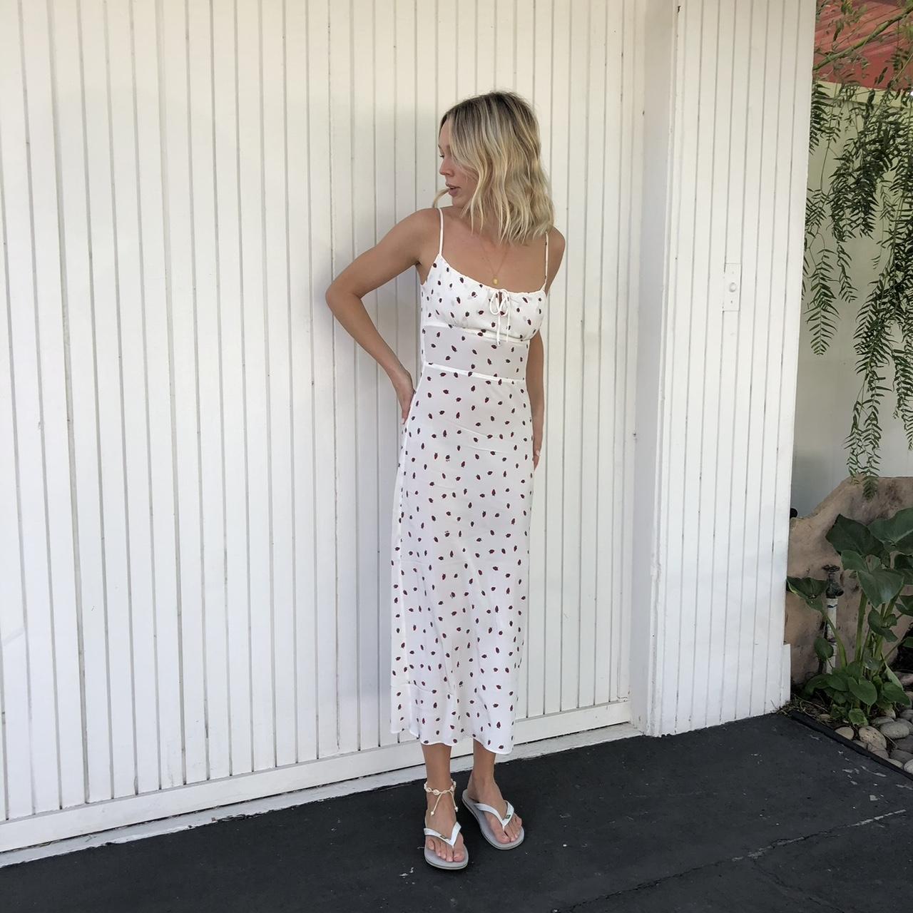 Realization par white long silk dress with... - Depop