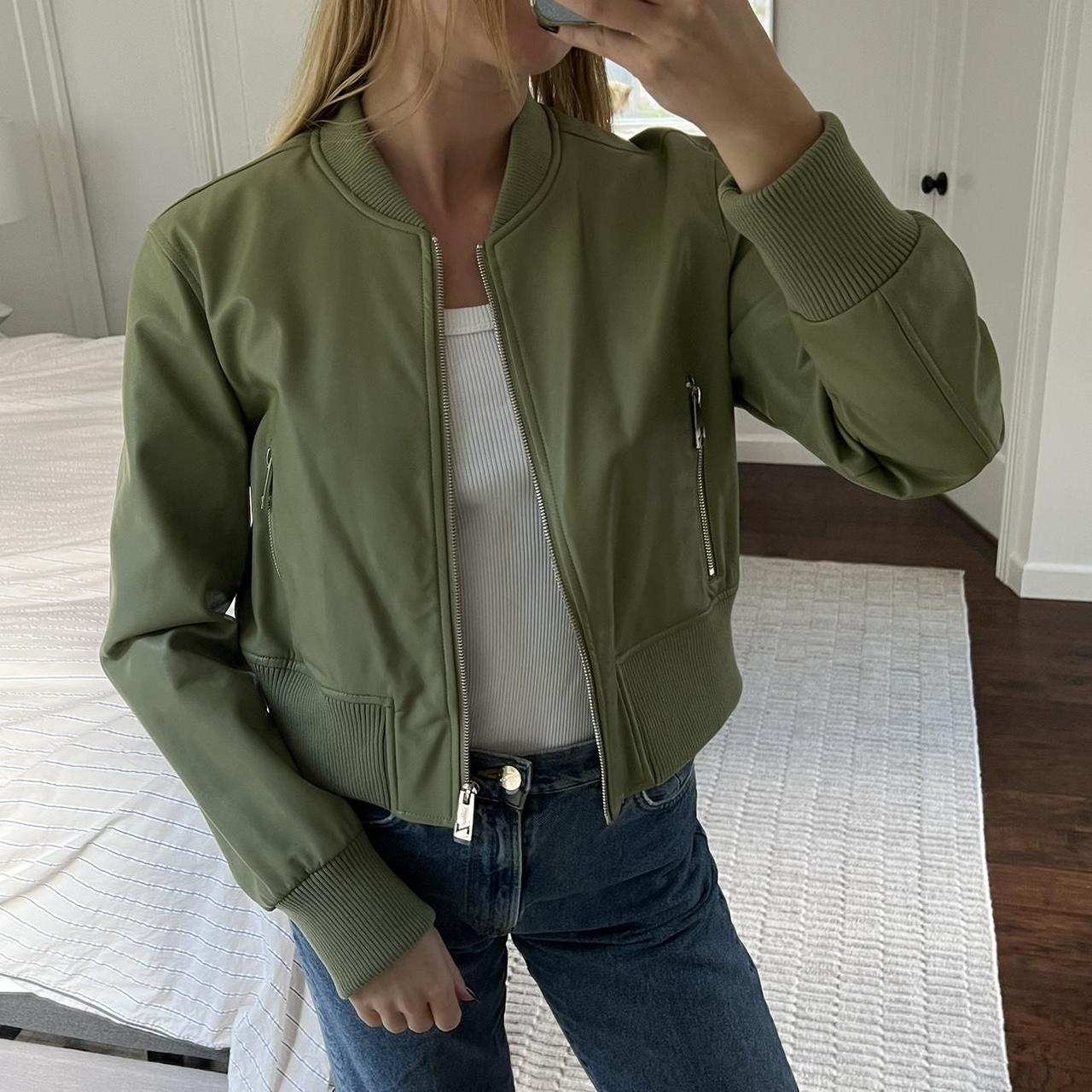 Noize faux leather green jacket - never worn, brand... - Depop