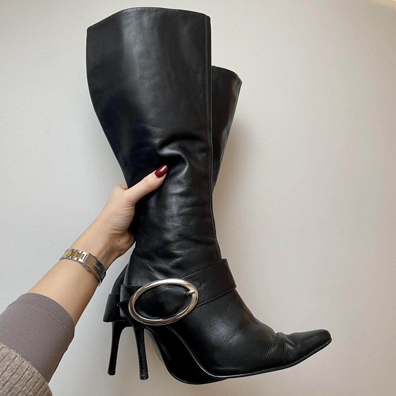 Gorgeous vintage 2000s stiletto knee high black... - Depop