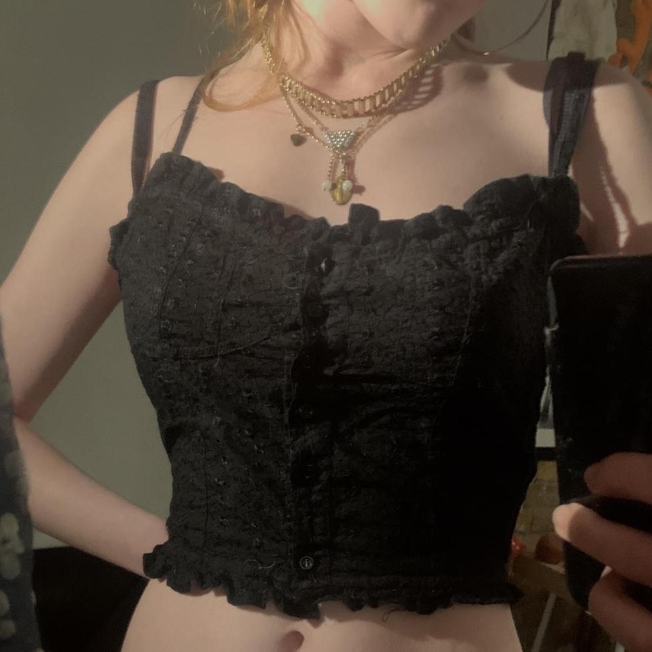 Vintage 1970 cropped bustier vest corset style top... - Depop