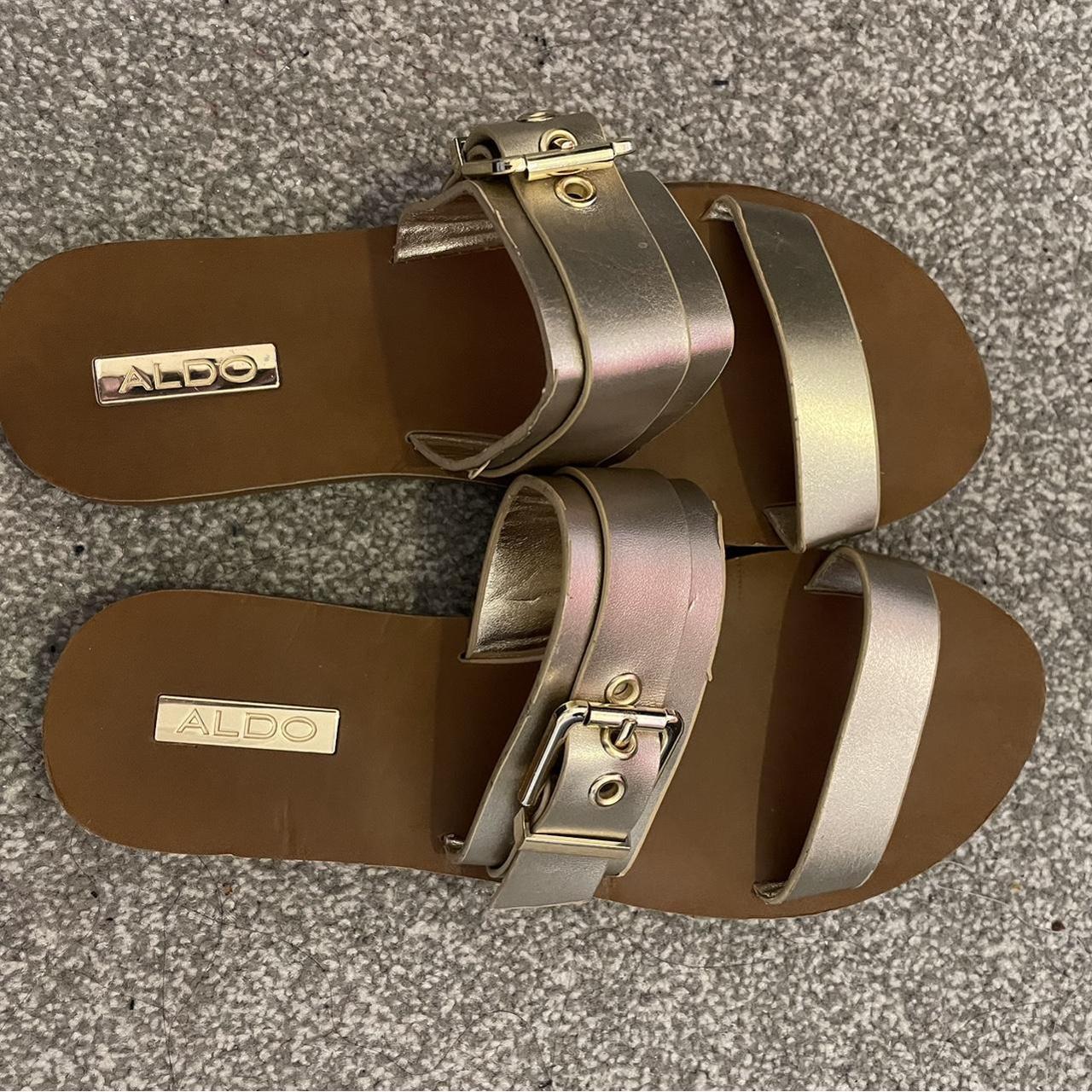 Gold Aldo flat sandals Good condition - only worn... - Depop