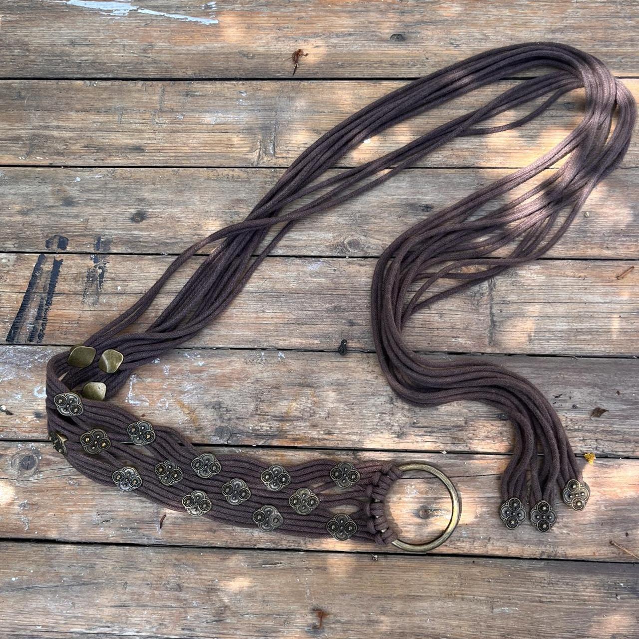 gorgeous vintage deadstock brown o hole rope belt... - Depop