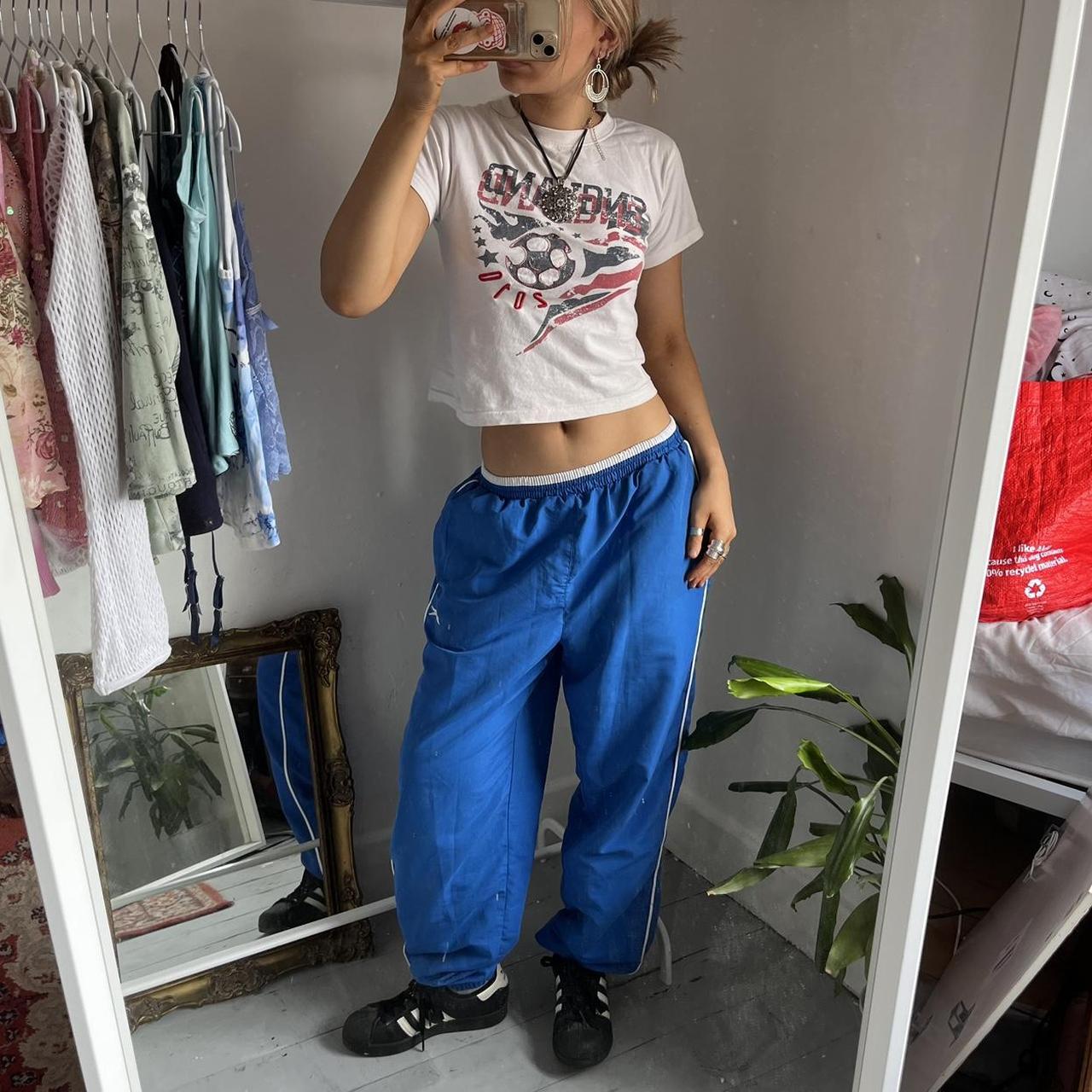 90s Slazenger blue and white trackies with... - Depop
