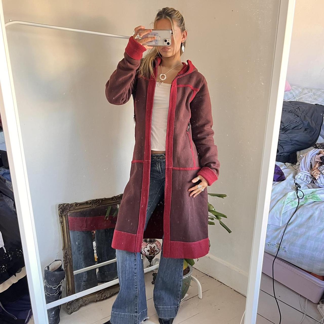 90s archive bench maxi long afghan zip up... | Depop