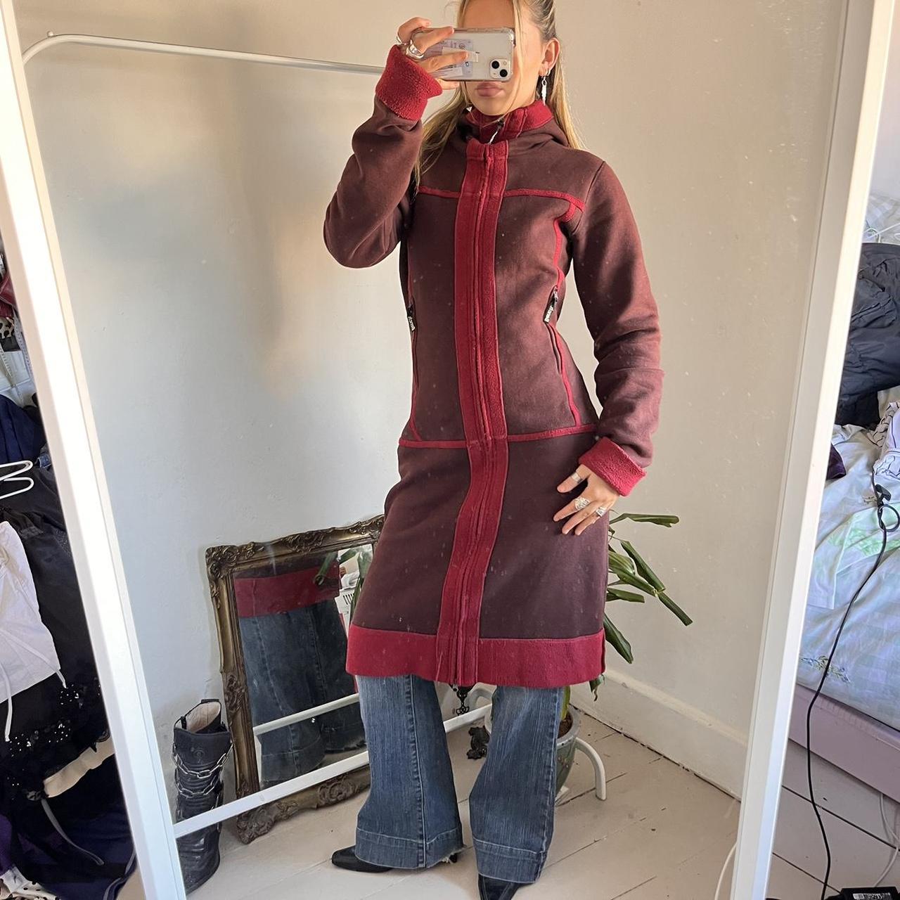 90s archive bench maxi long afghan zip up... | Depop