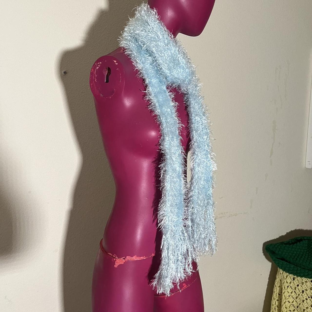 Baby blue soft and fuzzy thin long Y2K scarf 73”... - Depop