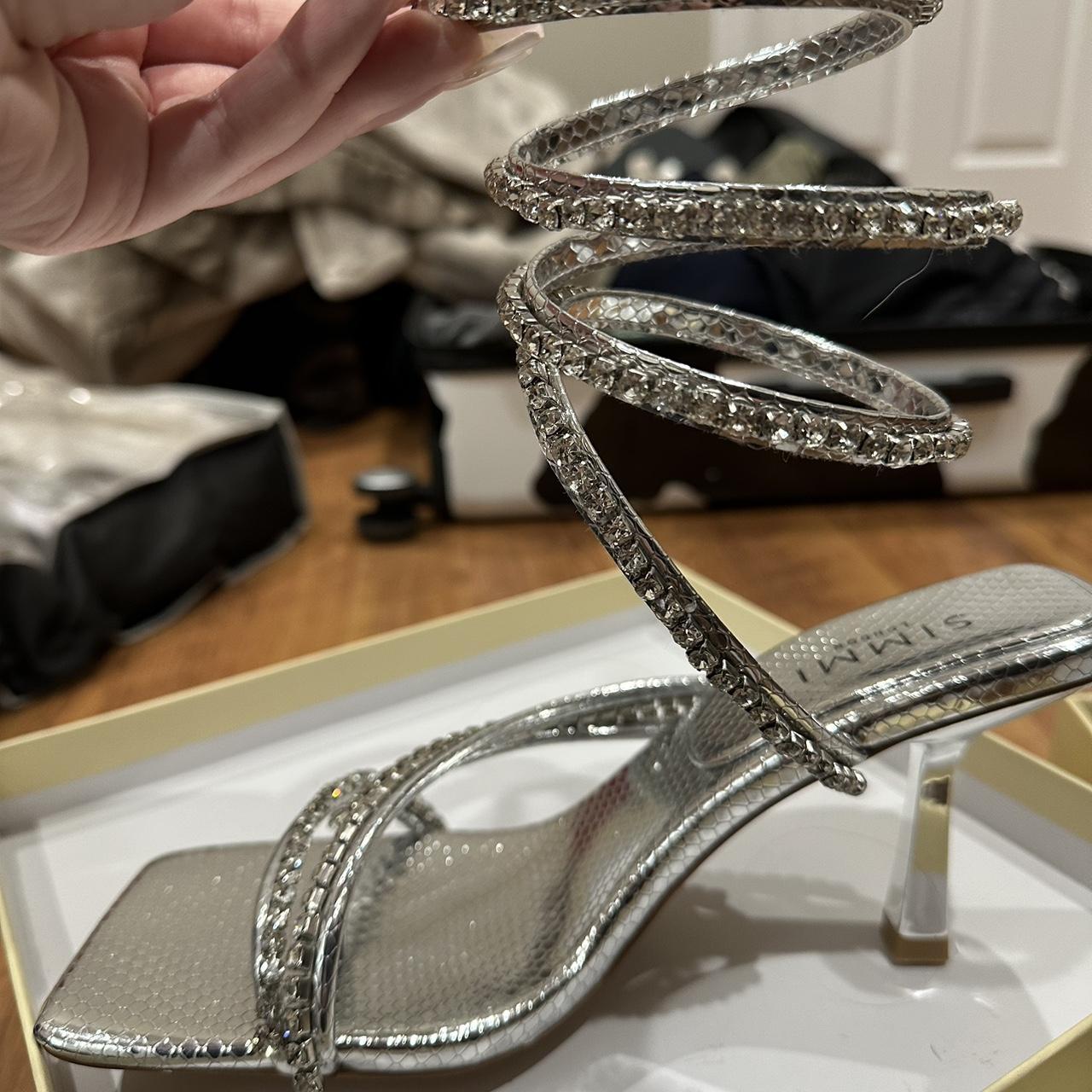 Super cute silver wrap around heels. Brand is Simmi... - Depop