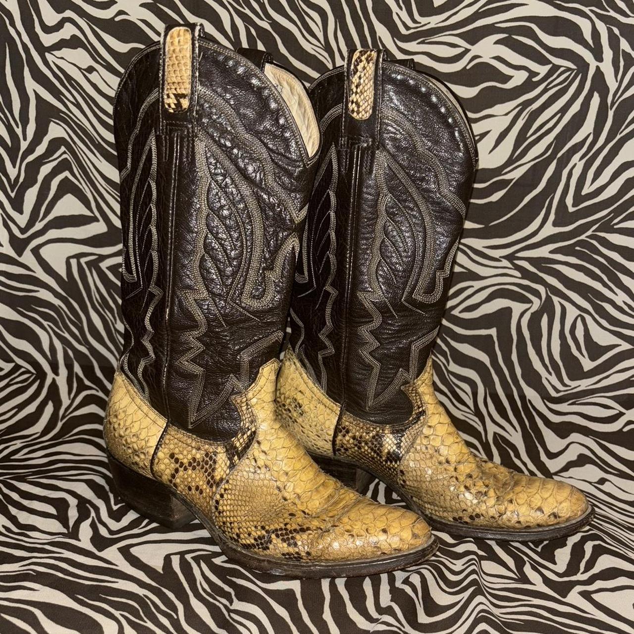 Incredible Vintage Leather Cowboy Boots Brand:... - Depop