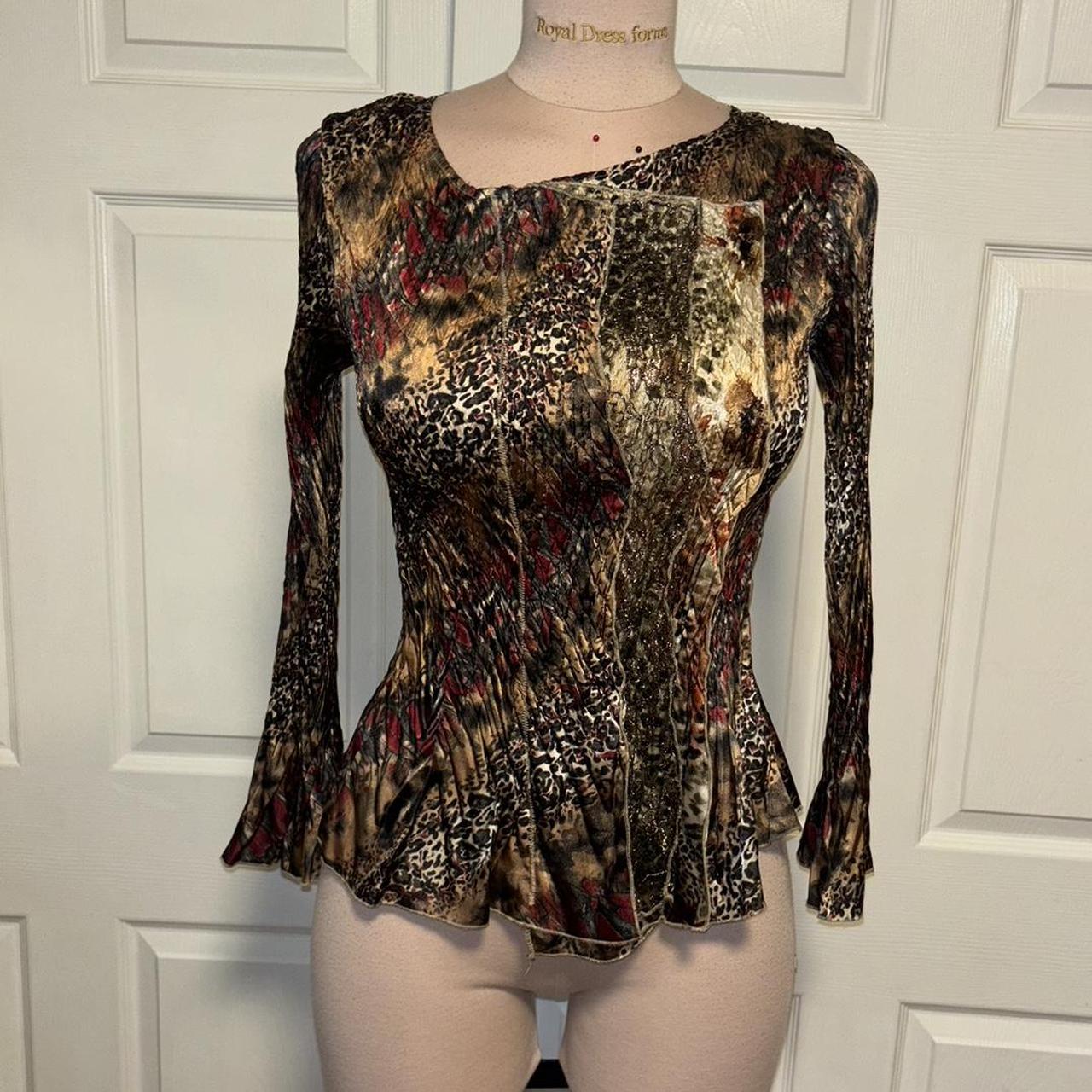 Vintage Alberto Makali Crinkle Texture Leopard Print... - Depop