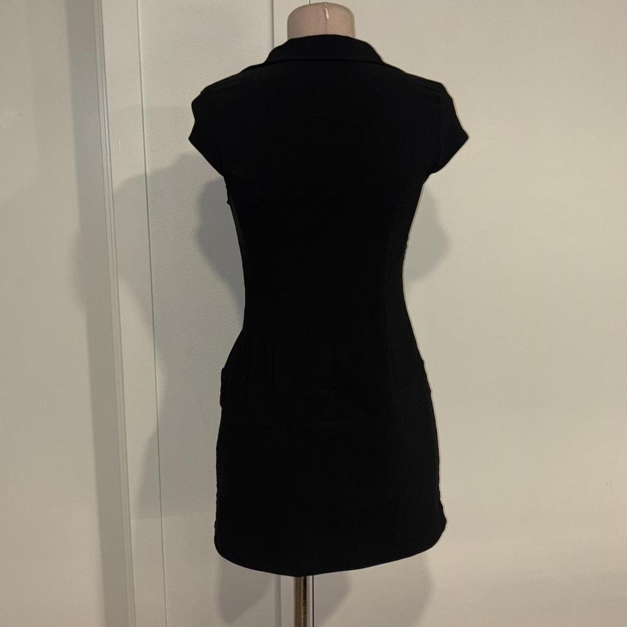 Vintage Y2K Mini Zip Front Dress with O-Ring Belt,... | Depop