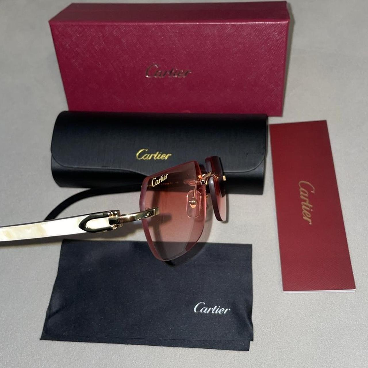 buff cartier glasses red tint 10/10 condition... - Depop