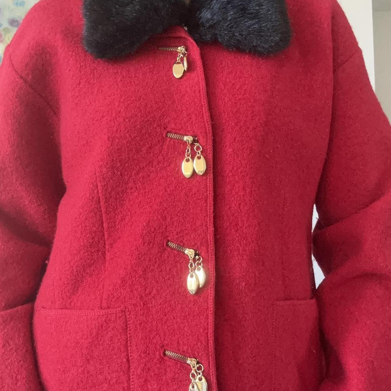 Red Wool Layering Jacket This jacket features a... - Depop