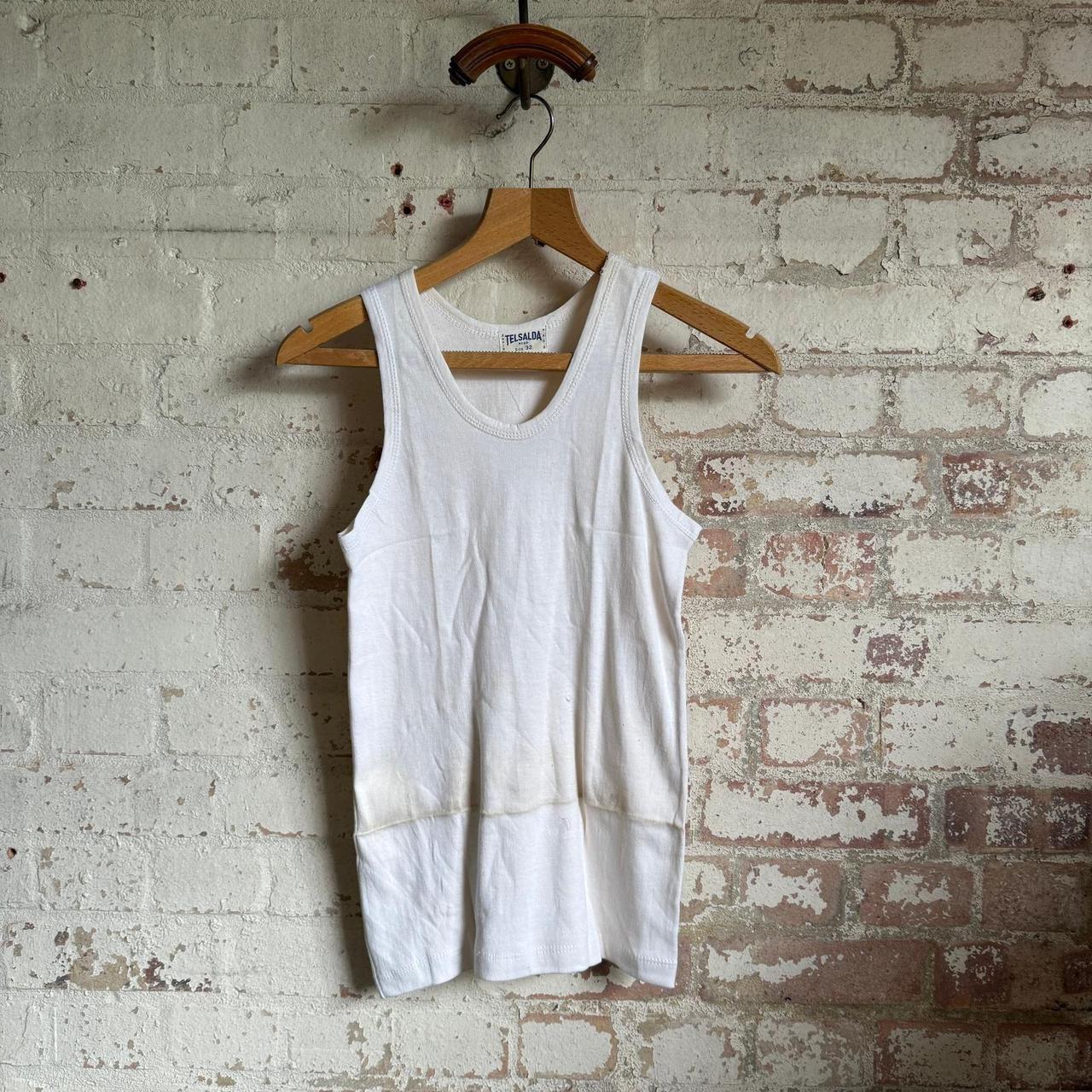 1960s White Cotton British Vest Size... | Depop