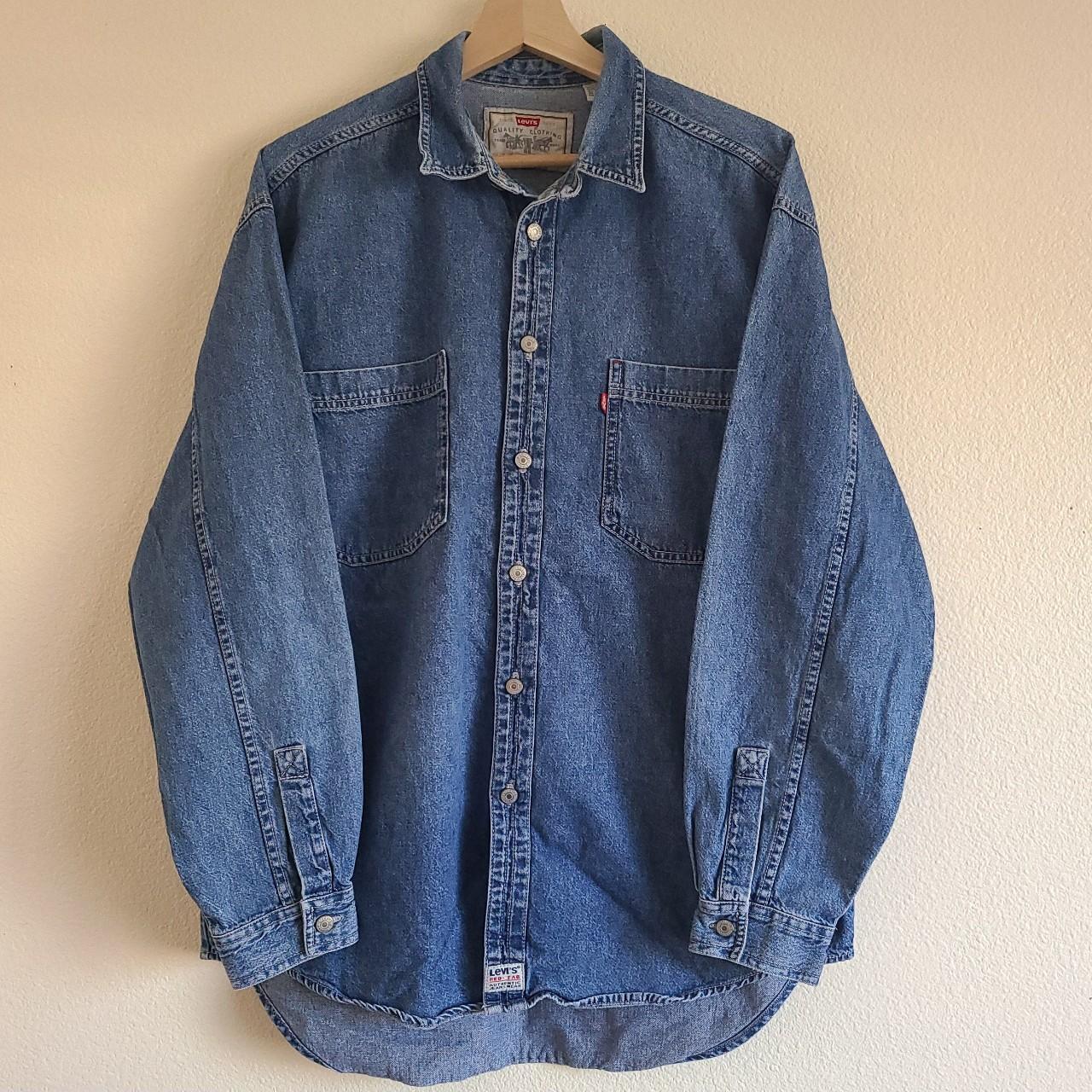 Vintage Levi's red tab rivet button denim shirt... - Depop