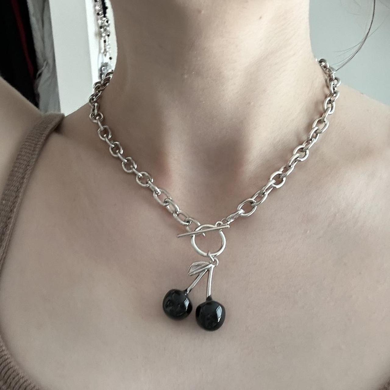 binary01 black cherry chain necklace 16 inches... - Depop