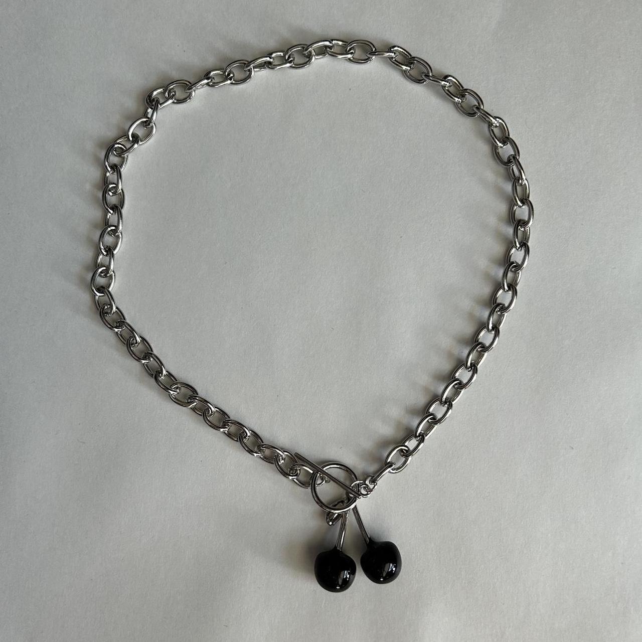 binary01 black cherry chain necklace 16 inches... - Depop