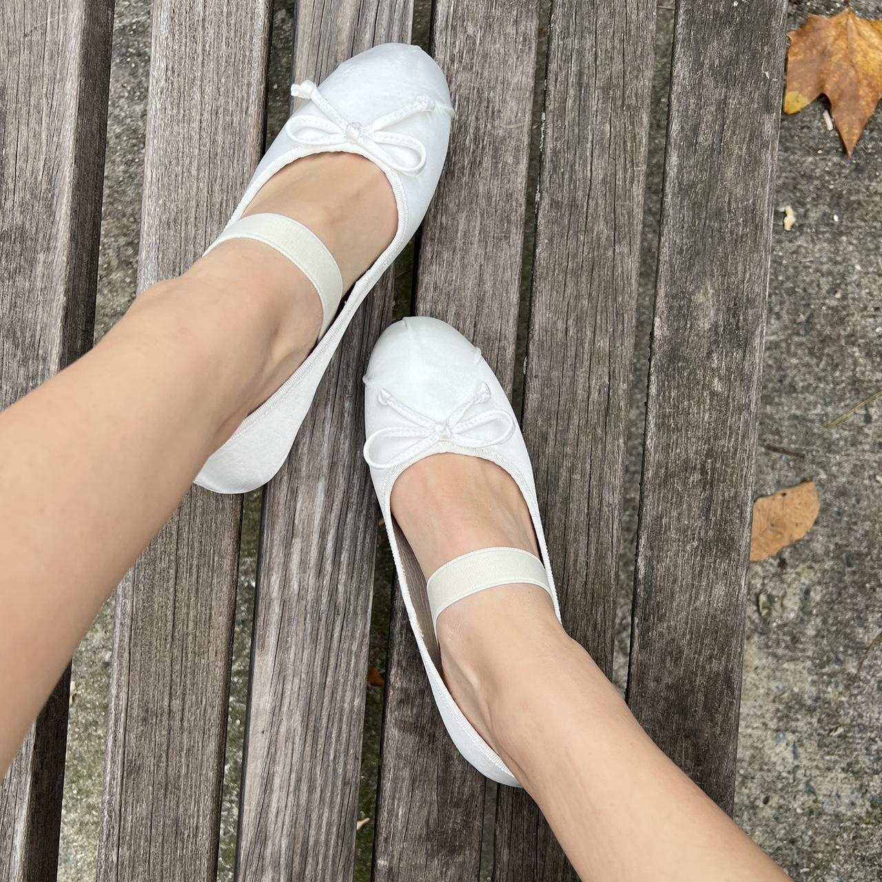 Satin ballet flats with elastic strap🤍 Also... - Depop