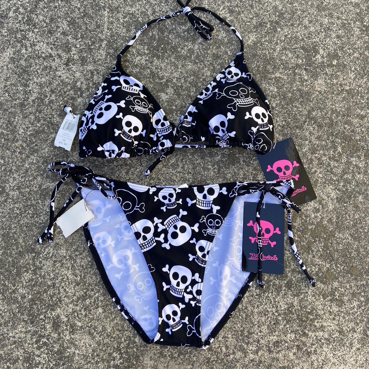 Y2K Black & White Skull Print Bikini The cutest two... - Depop