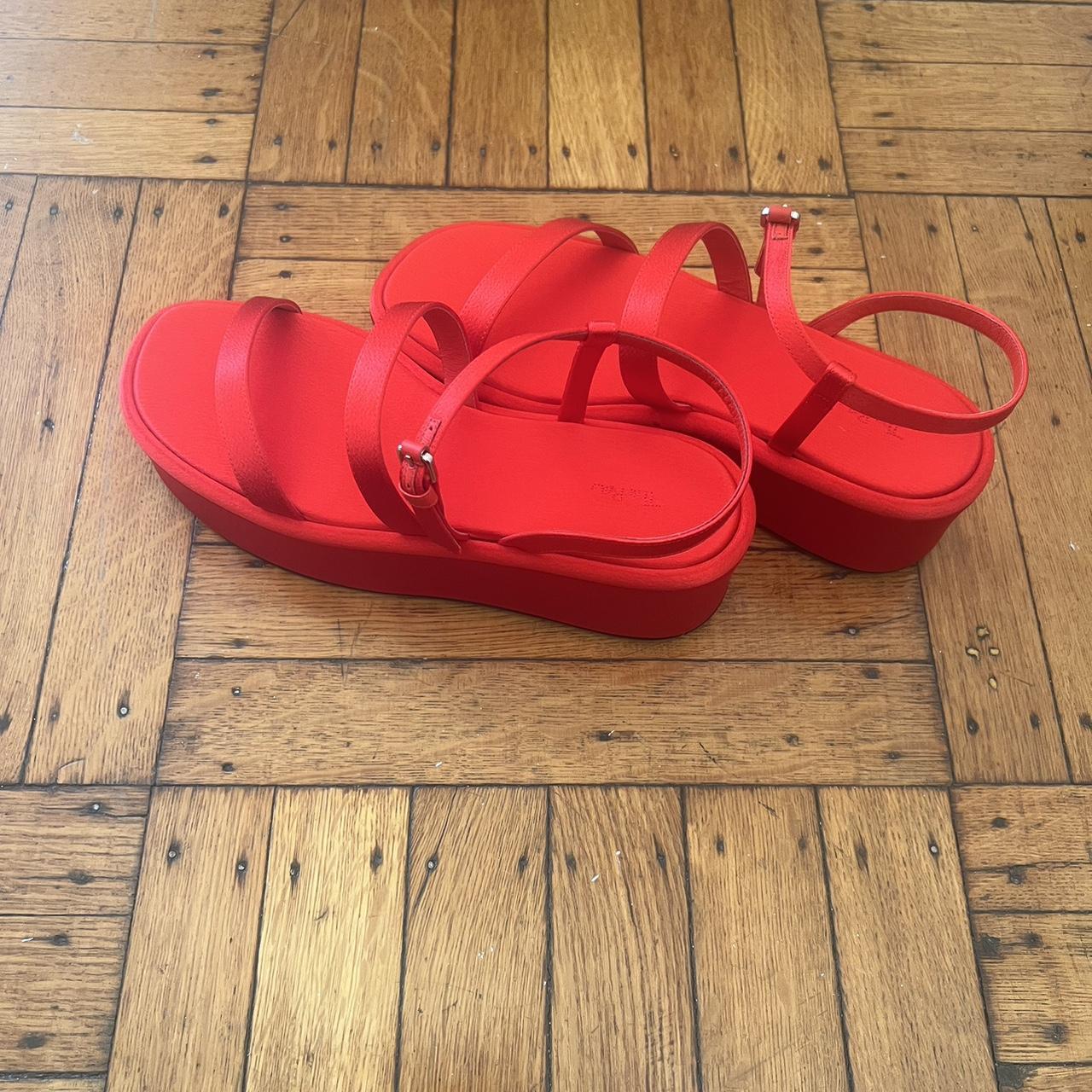 The Row Red Wedge Sandal in Red Satin 37.5 $950 - Depop