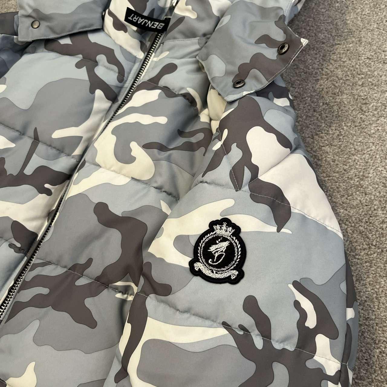Benjart grey camo puffer jacket size: medium great... - Depop