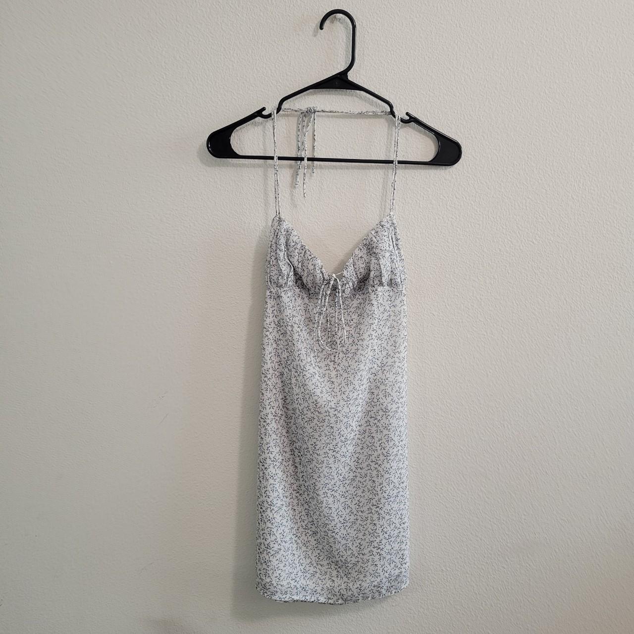 Ezili labeled dress - white with blue floral... - Depop