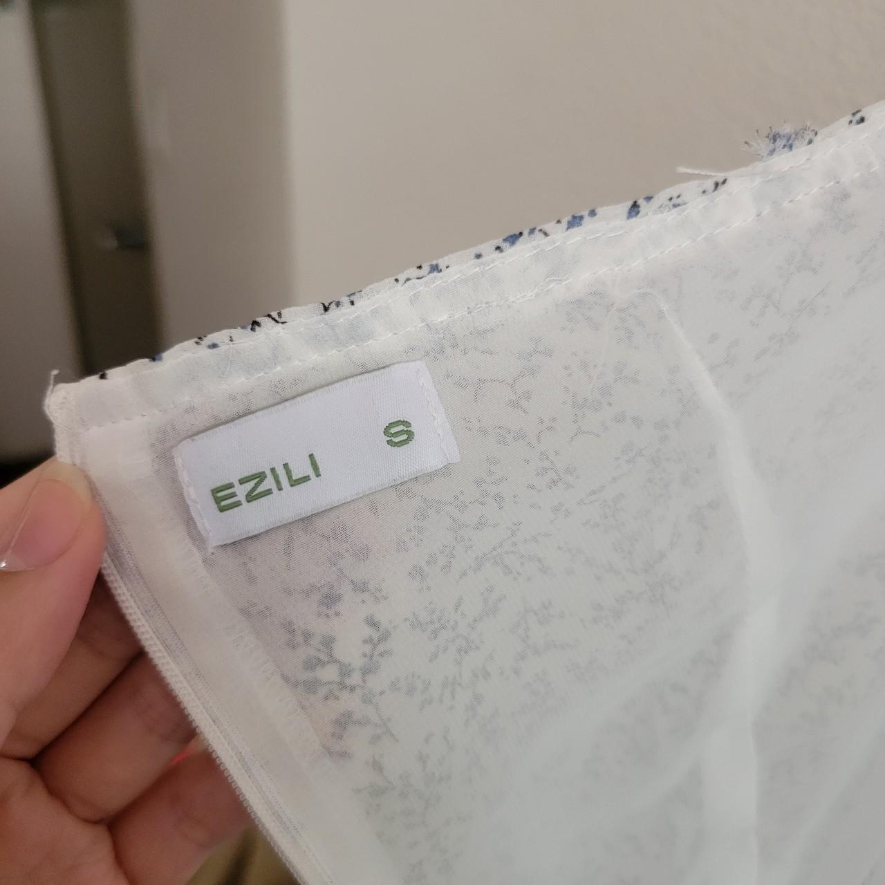 Ezili labeled dress - white with blue floral... - Depop