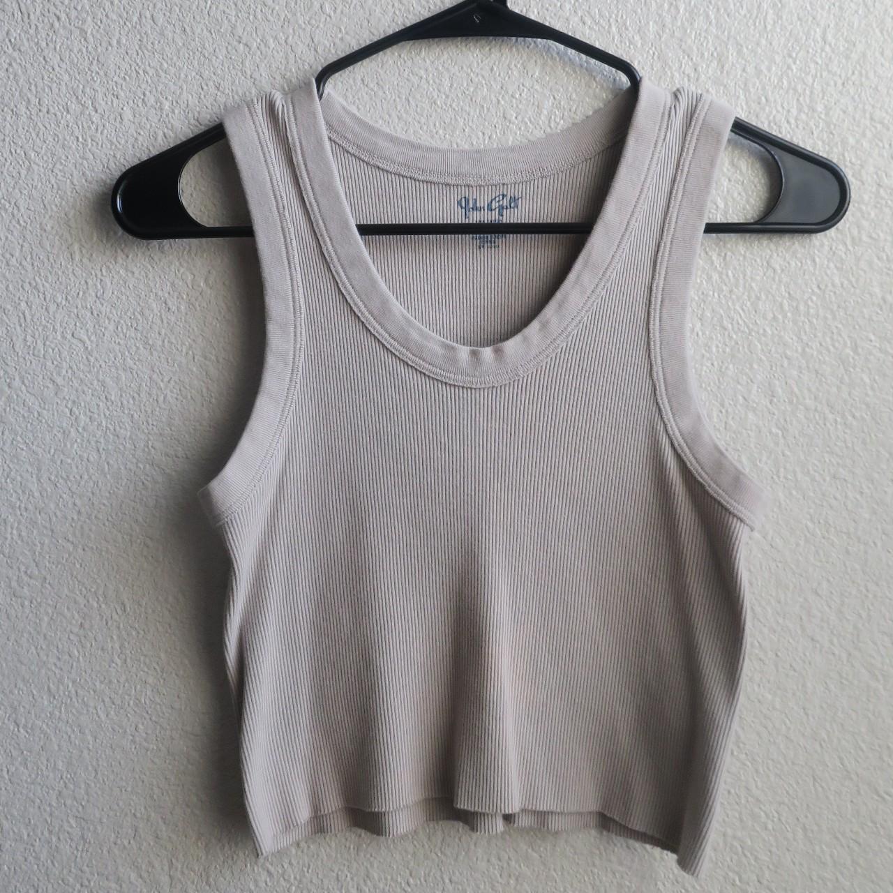 Brandy Melville light tanish cropped tank top - Depop