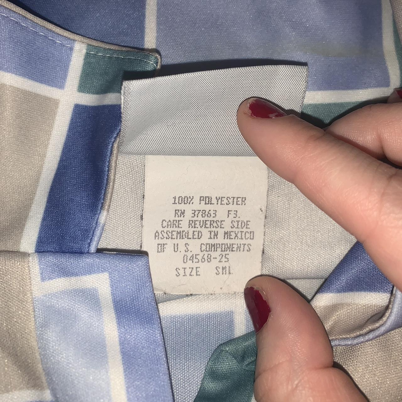 vintage artsy square designed blouse ocean blue /... - Depop