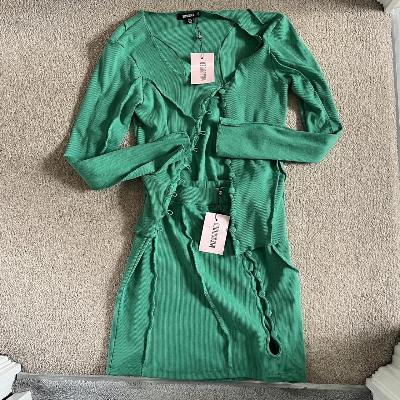 Missguided green skirt and top co ord / set Never... - Depop