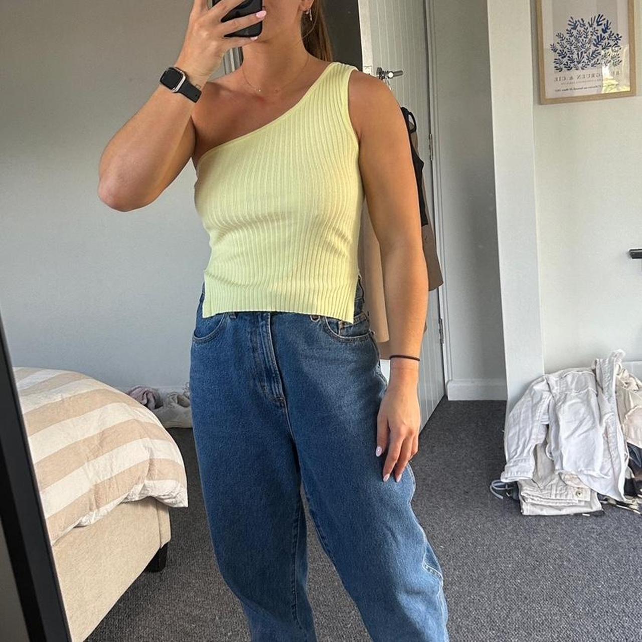 Glassons yellow one shoulder top Size medium (fits... - Depop