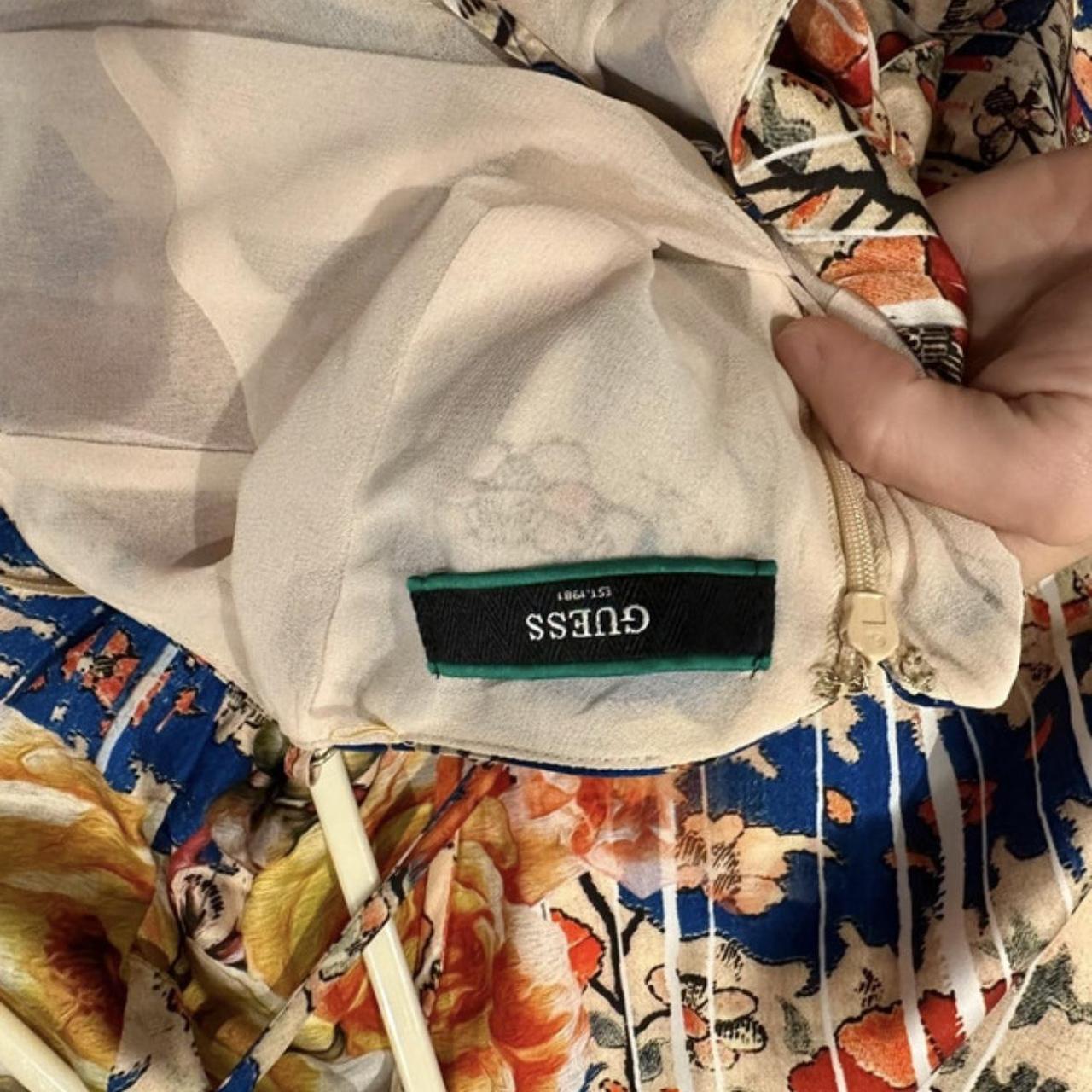GUESS designer silk floral maxi dress with cross... - Depop