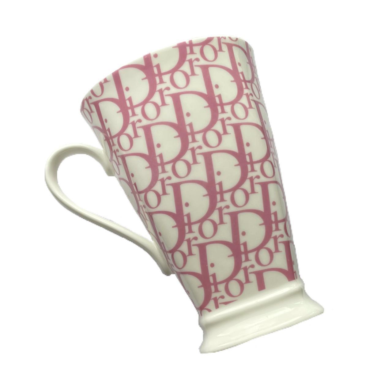 DIOR monogram mug - pastel pink and white 100%... - Depop