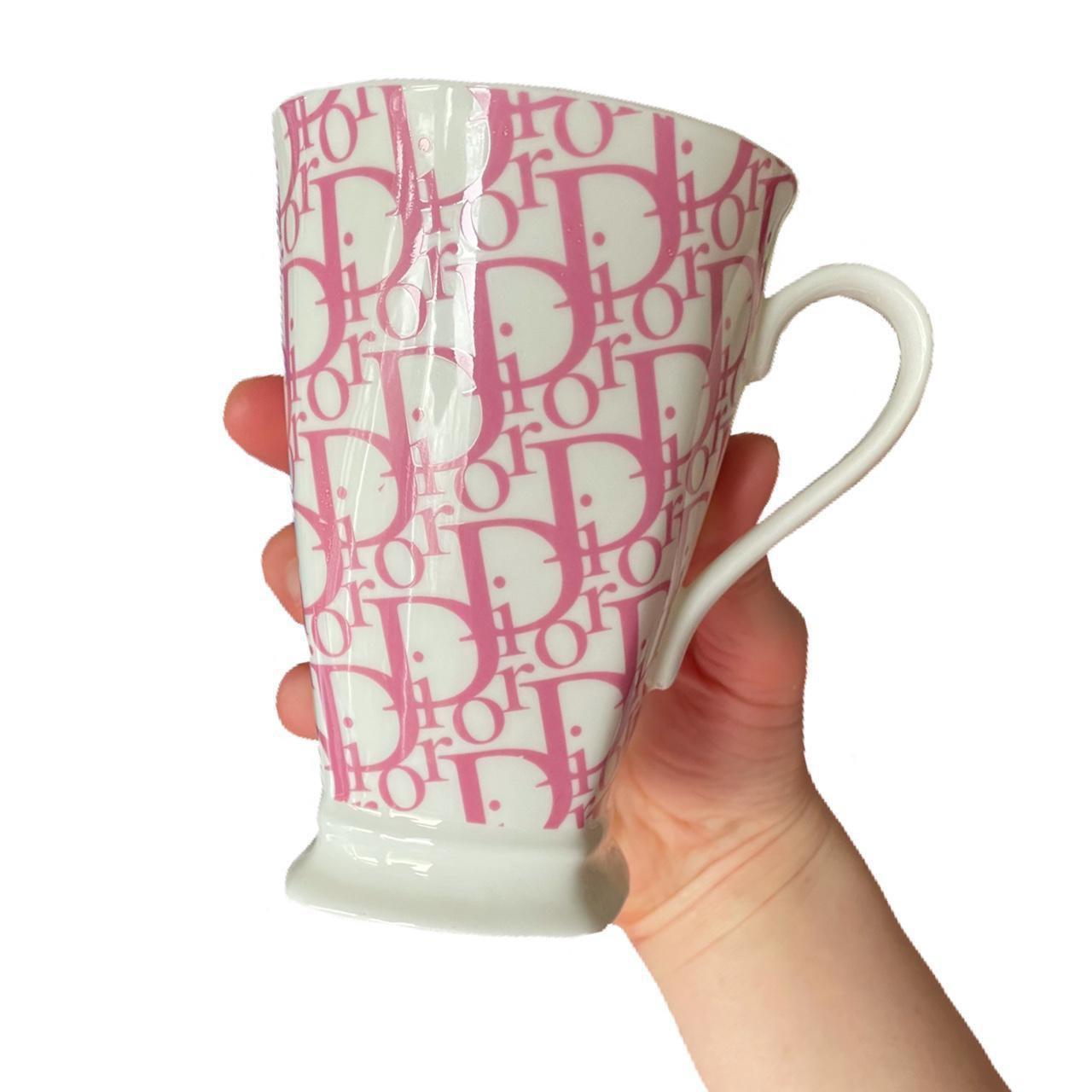DIOR monogram mug - pastel pink and white 100%... - Depop