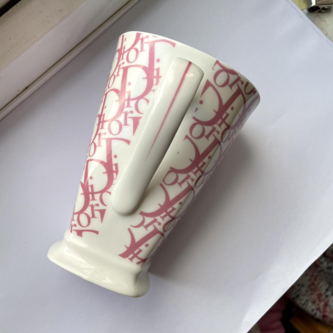 DIOR monogram mug - pastel pink and white 100%... - Depop