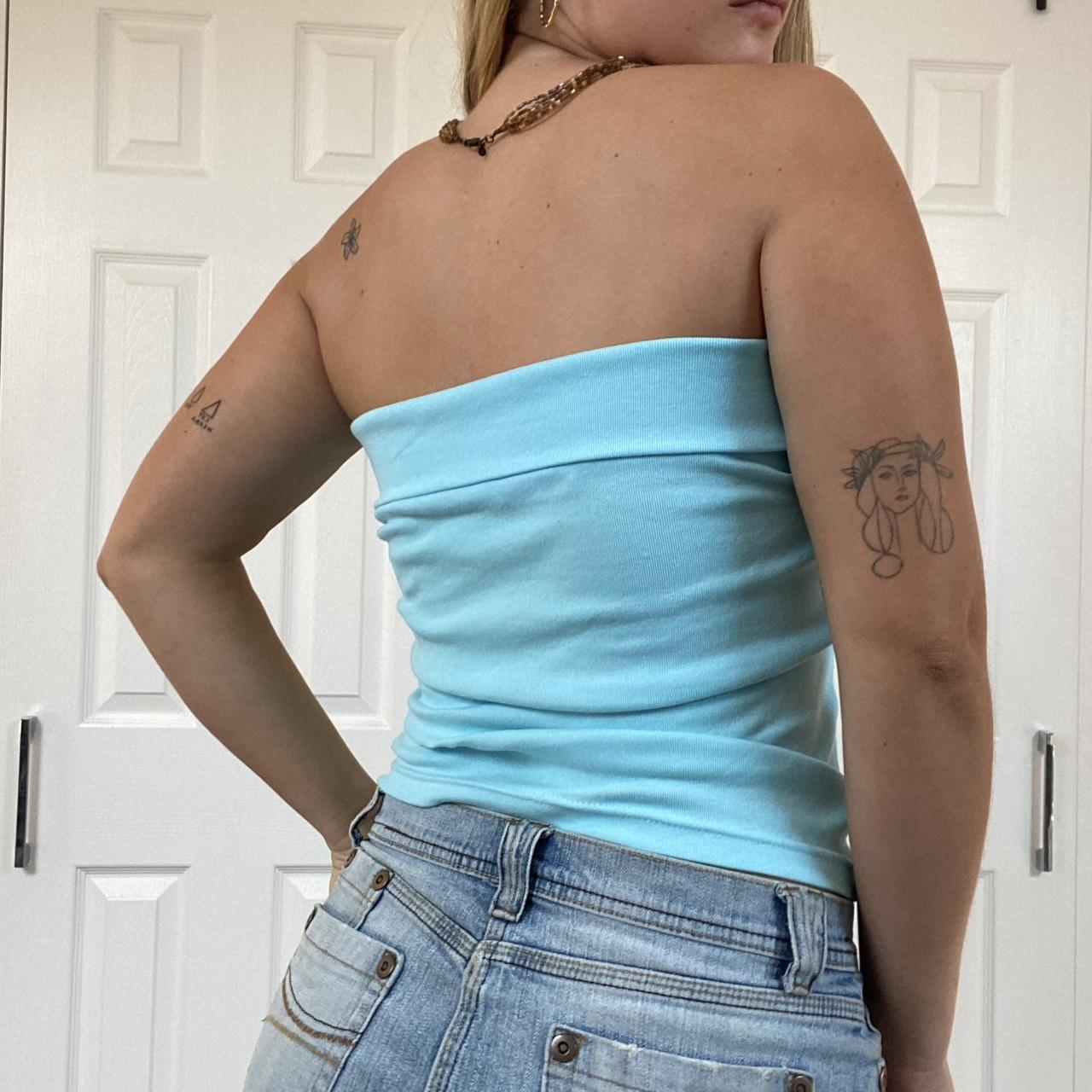 Vintage 00s basic aqua / light blue tube top.... - Depop