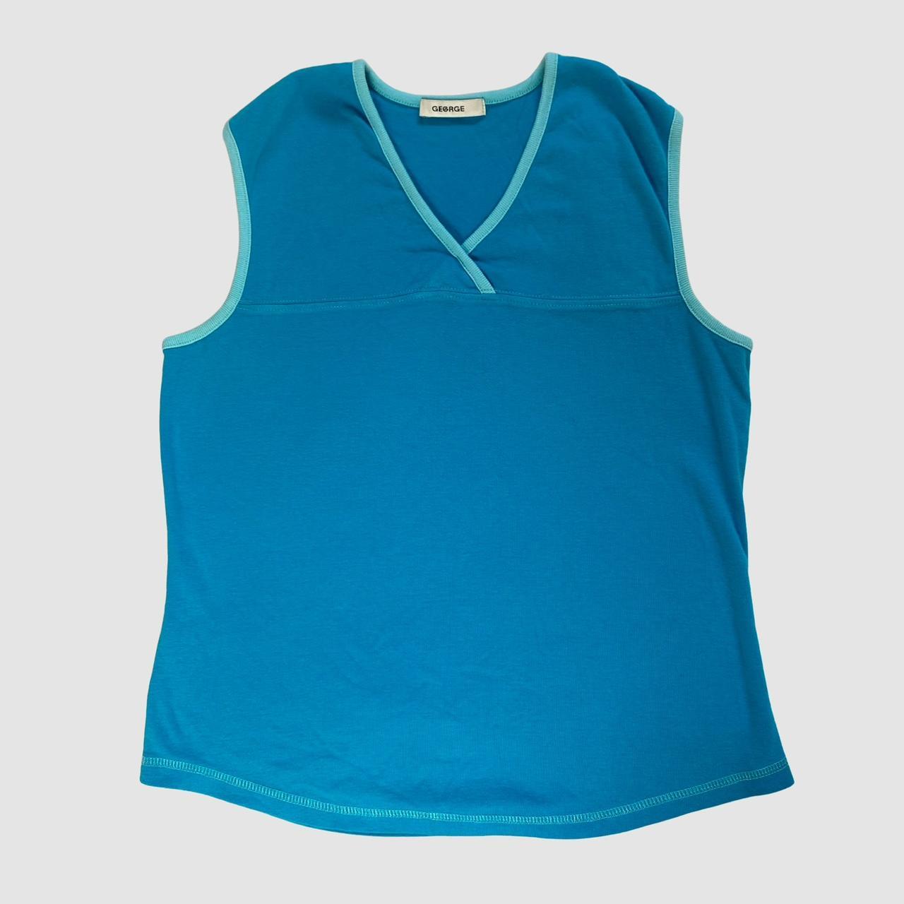 Vintage old label George contrast stitch sporty blue... - Depop