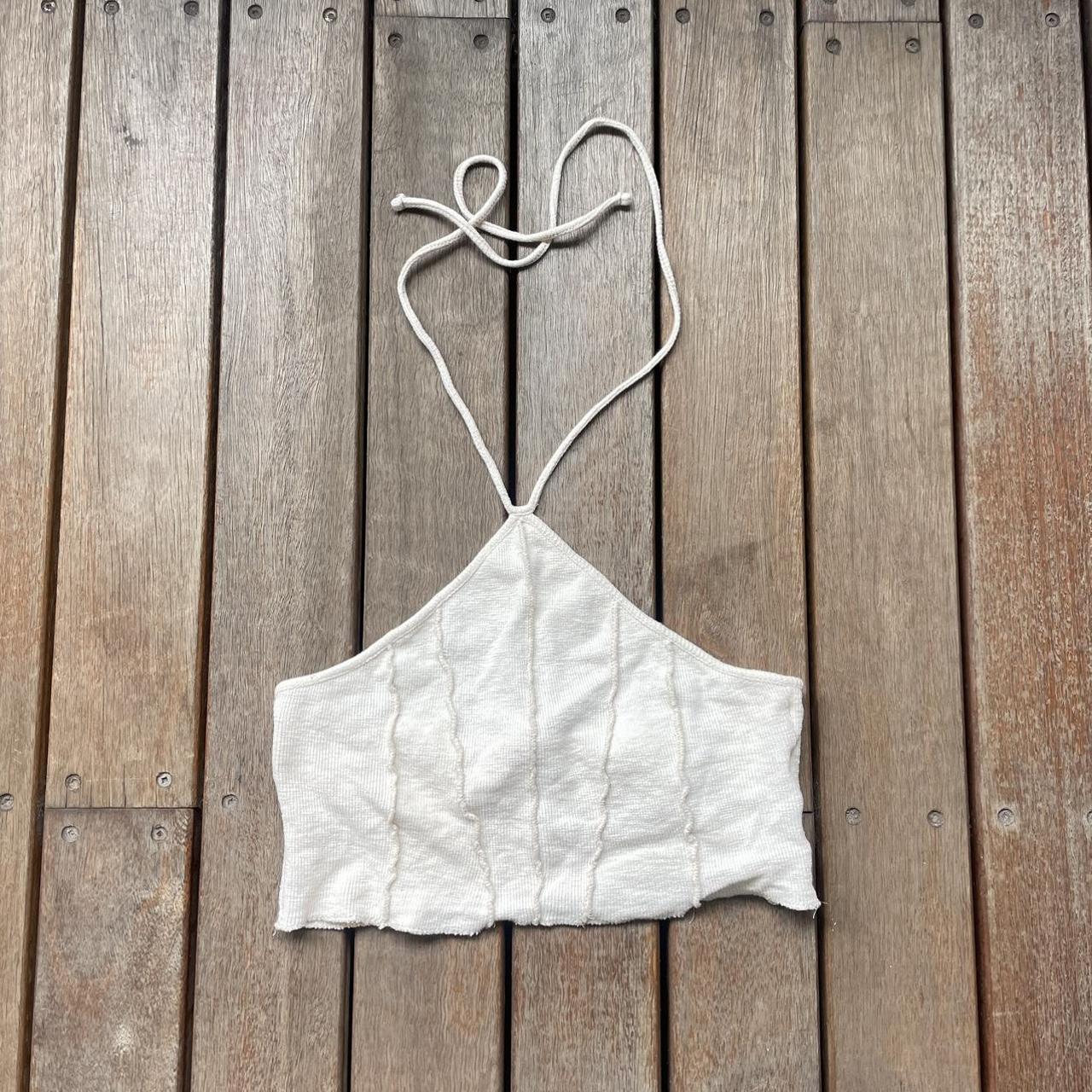 Cream halter neck crop top Worn once - purchased in... - Depop