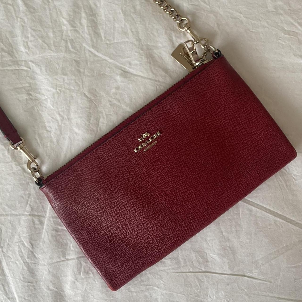 COACH mini leather crossbody purse Classic deep red... - Depop