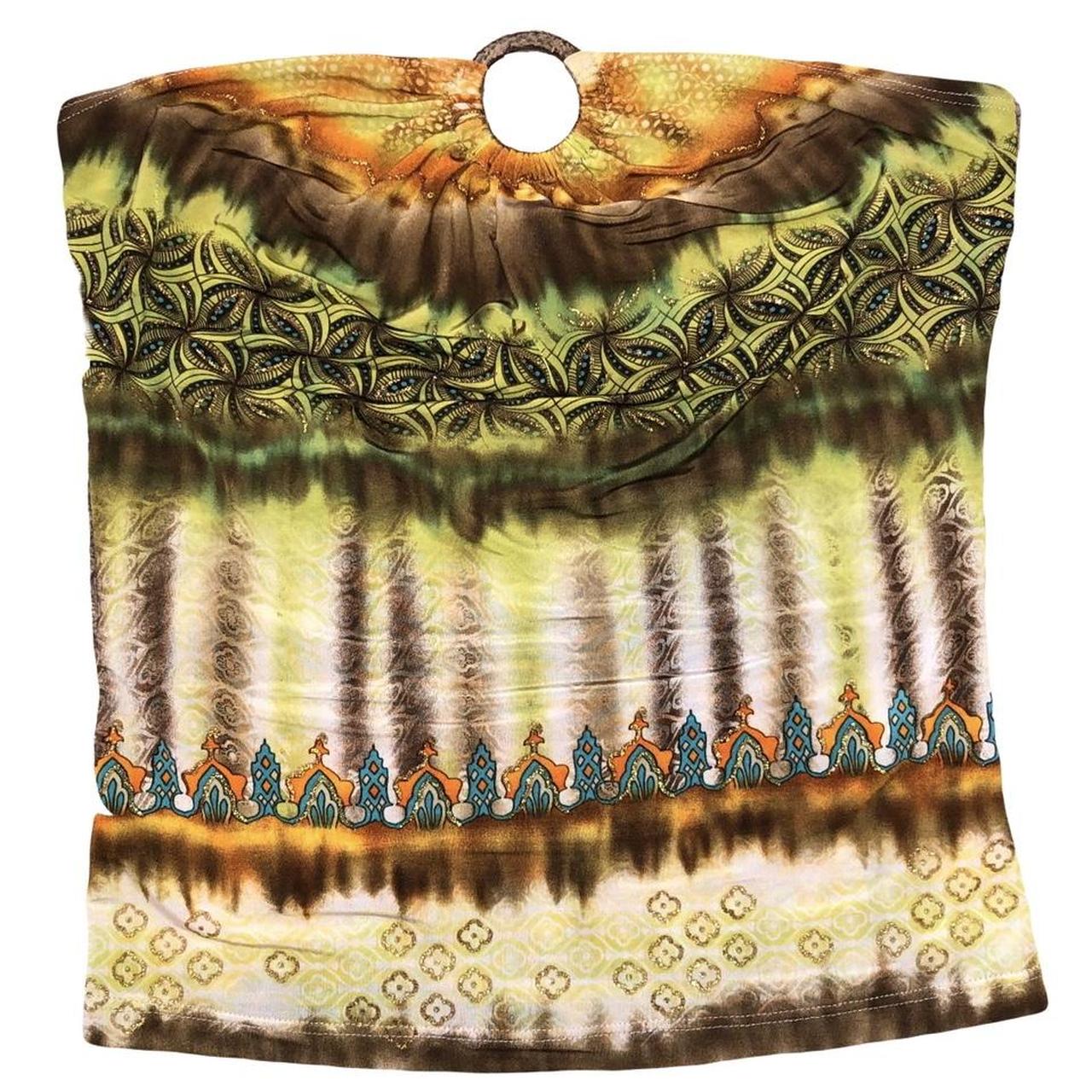 Strapless ring top Beautiful print & glitter Length... | Depop