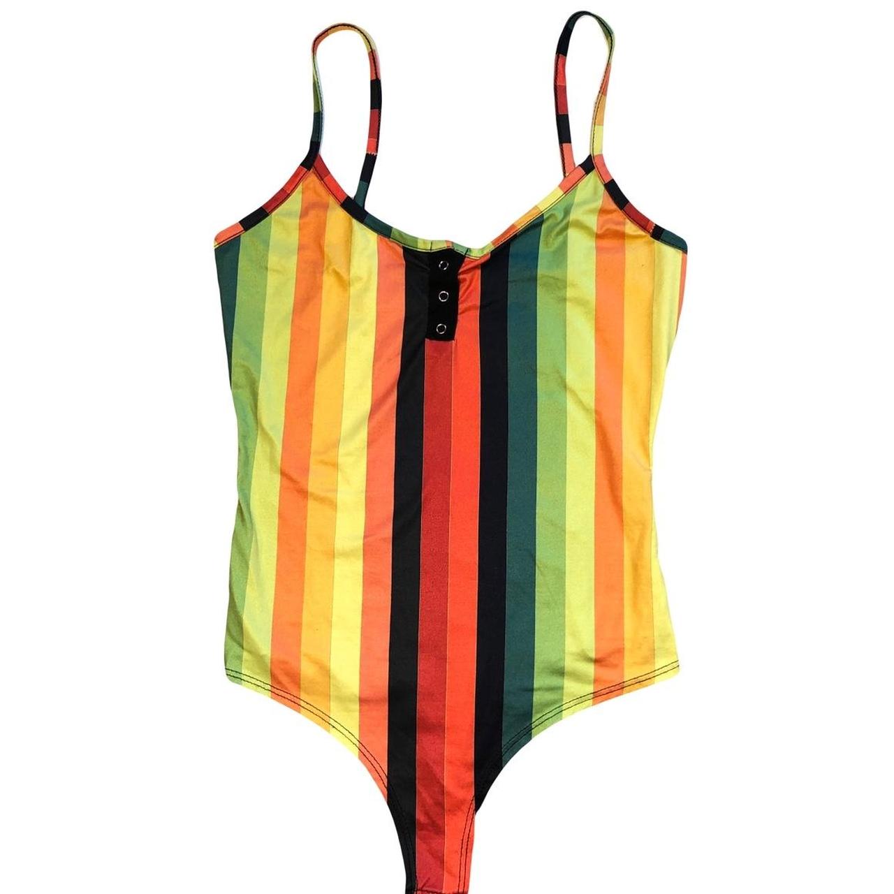 Striped colorful bodysuit, high thong, non... - Depop
