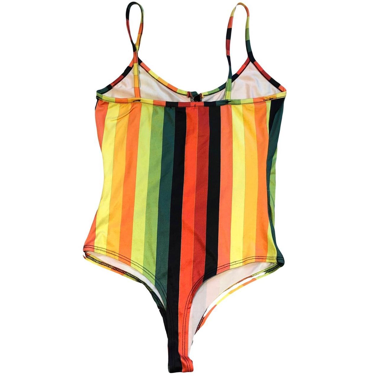 Striped colorful bodysuit, high thong, non... - Depop