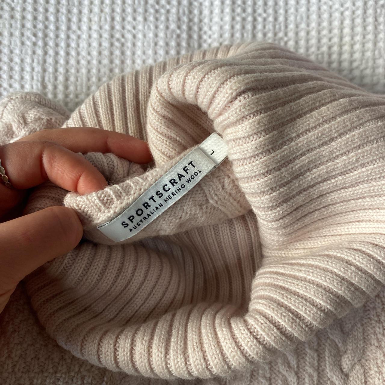 Sportscraft Merino wool baby pink cable knit sweater... - Depop