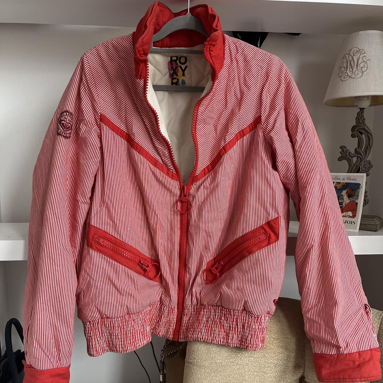Rare Vintage Roxy Windbreaker! Red and white striped... - Depop