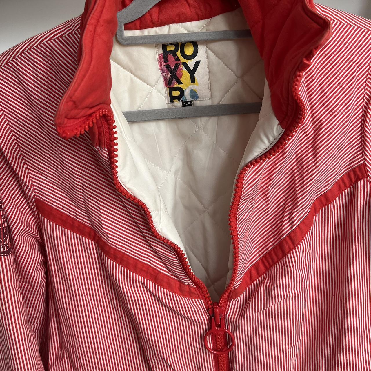 Rare Vintage Roxy Windbreaker! Red and white striped... - Depop