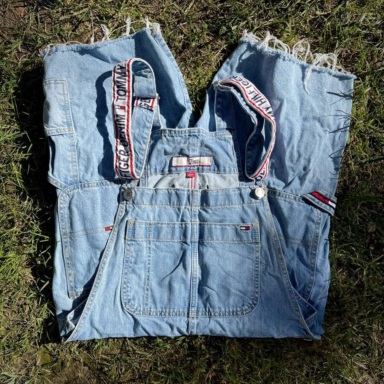 Tommy Hilfiger cut off overalls #tommy... - Depop