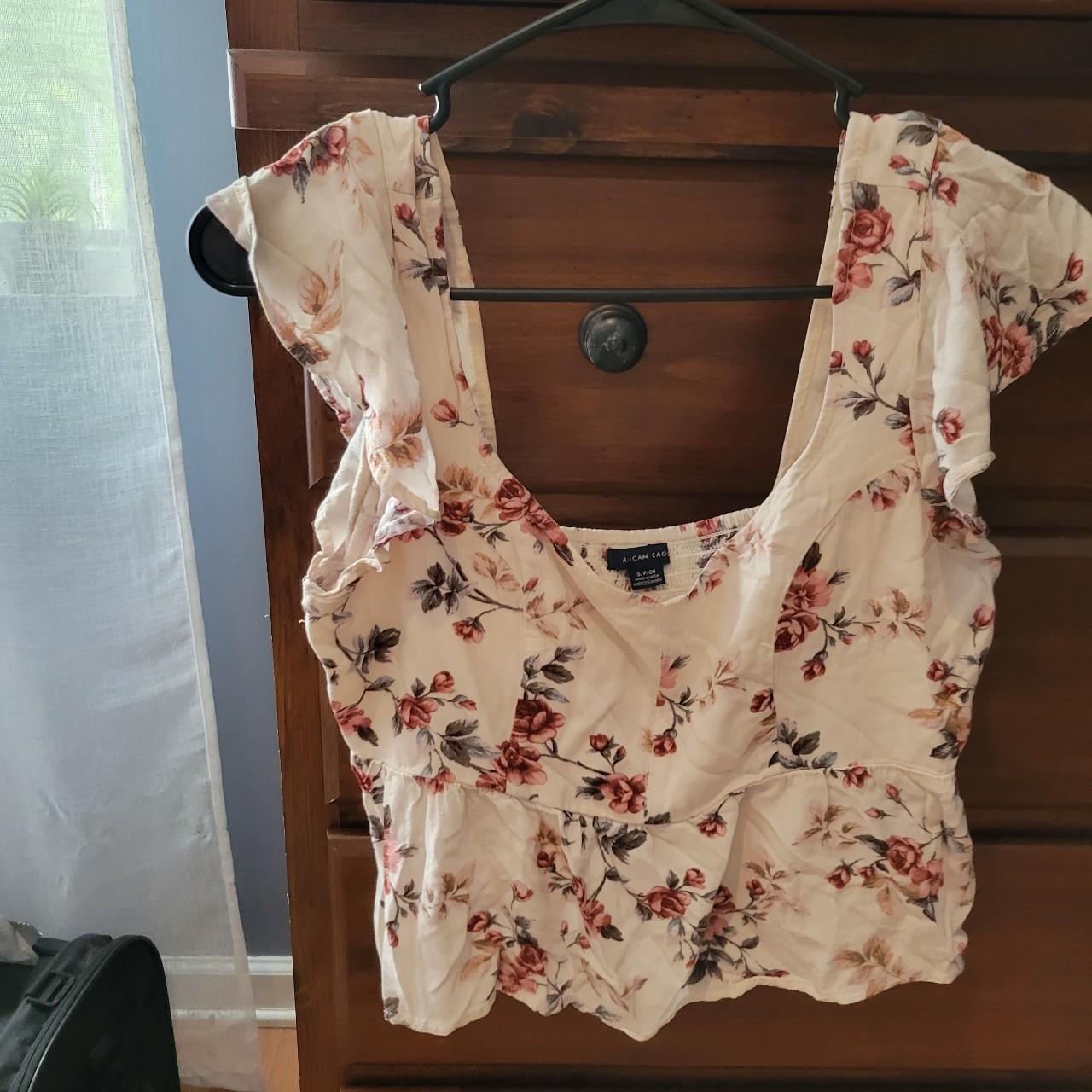 America Eagle floral crop top. Ruffle... - Depop