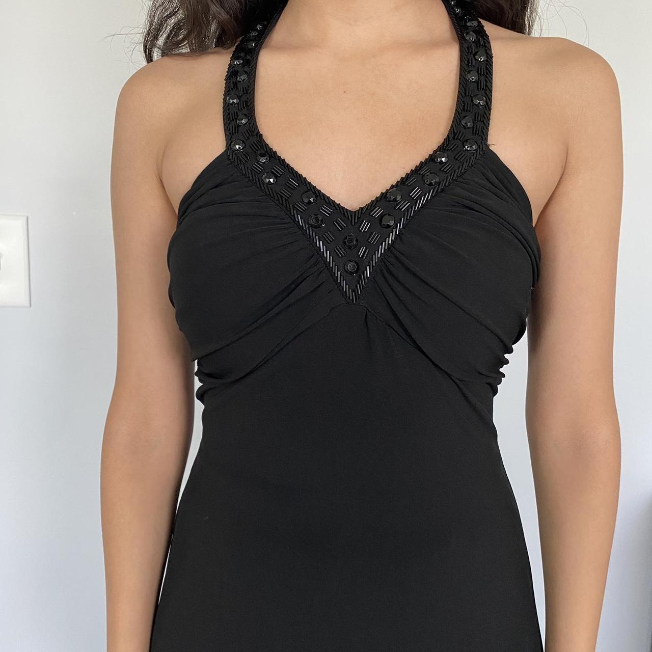 Spence Women’s black evening midi dress | sequins... - Depop