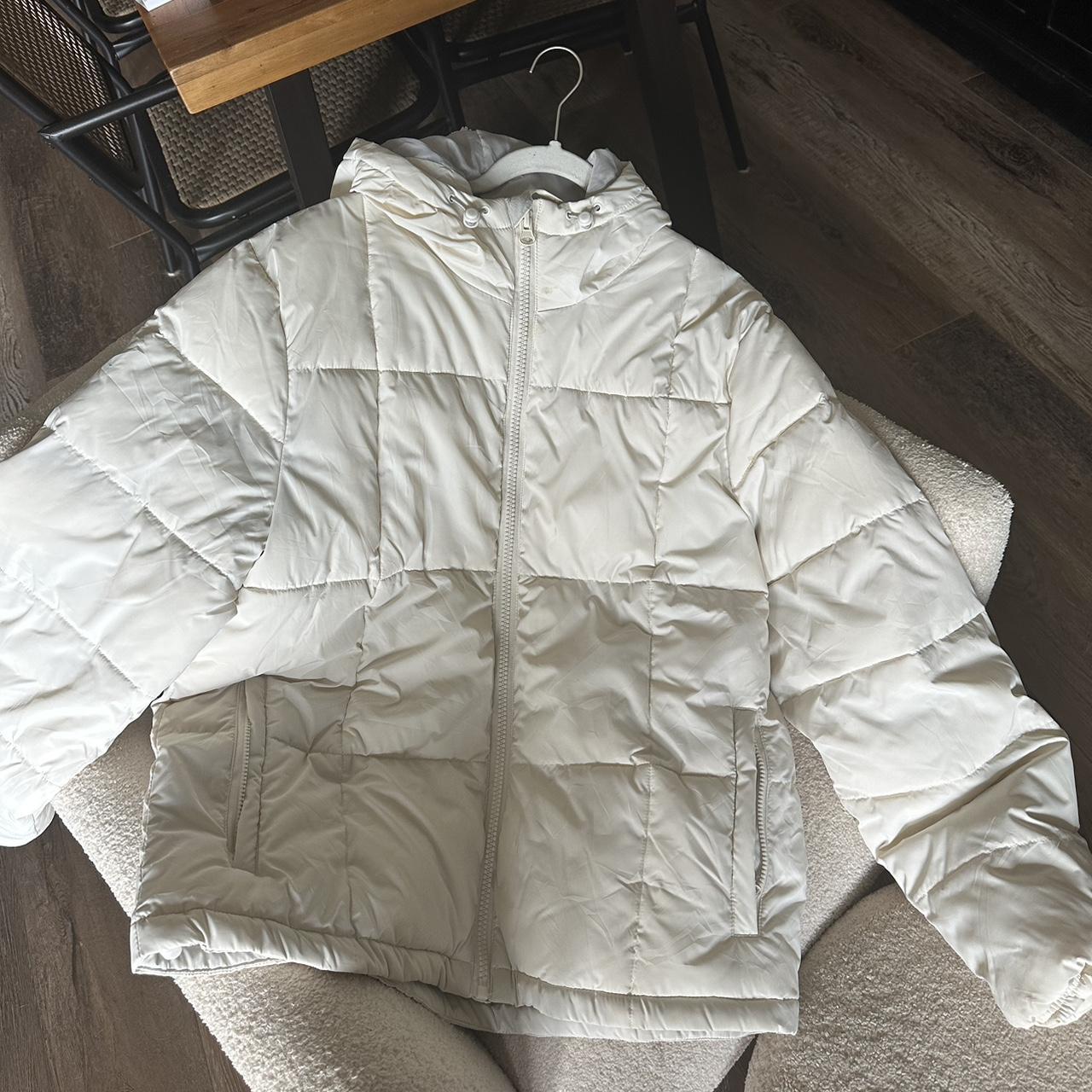 Target, white puffer coat - size large. No longer... - Depop