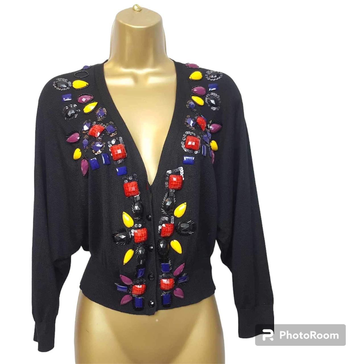 Bebe cardigan 10-12 Back beaded Immaculate 💯... - Depop